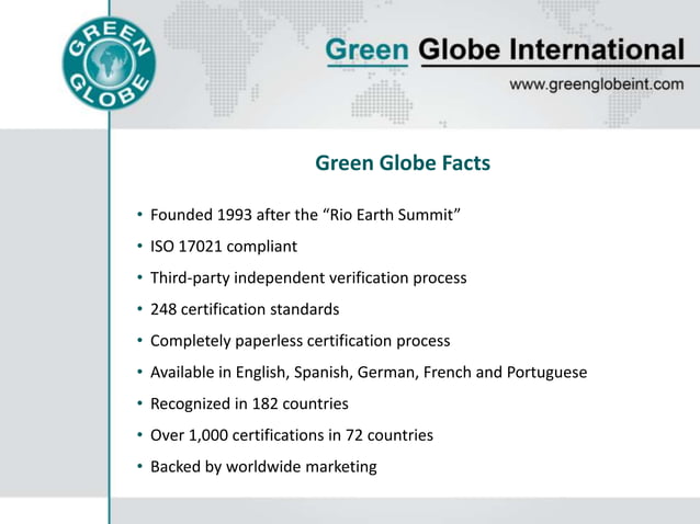 Green Globe Certification | PPTX