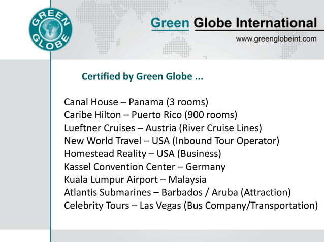 Green Globe Certification | PPTX