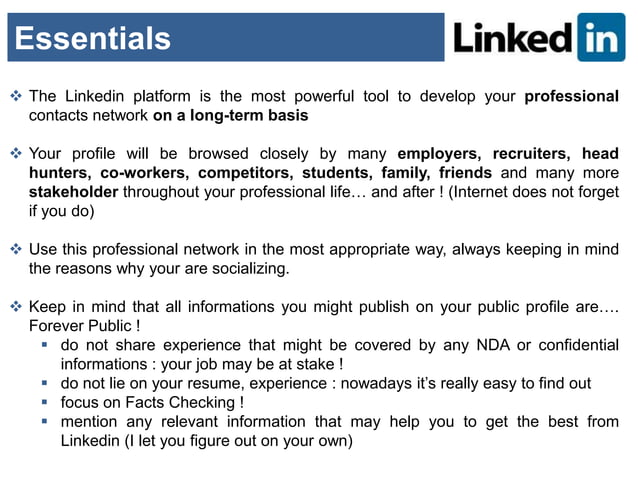 Linkedin essentials | PPT