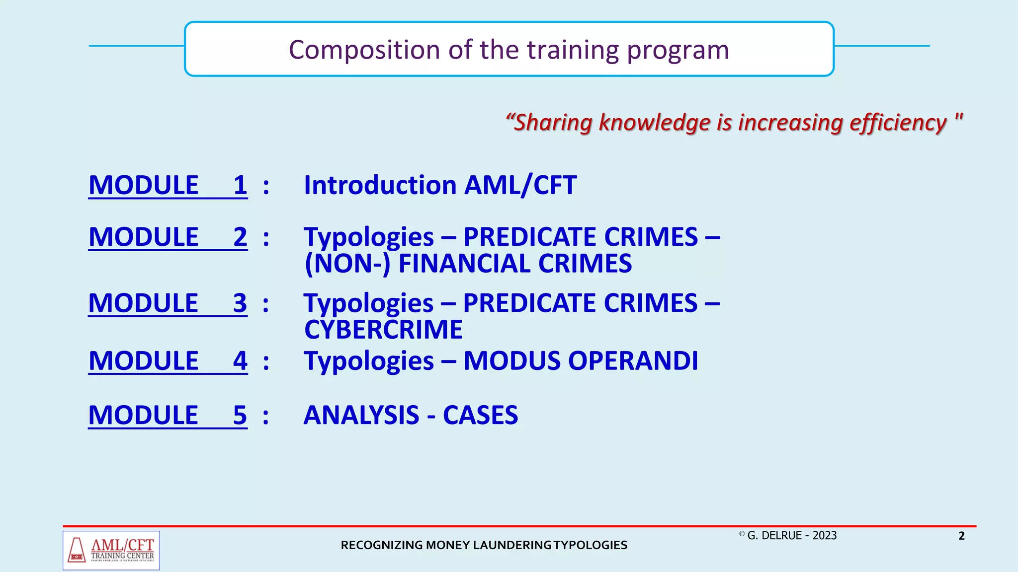 LEARNING TO RECONGNIZE MONEY LAUNDERING TYPOLOGIES - 2023 | PDF