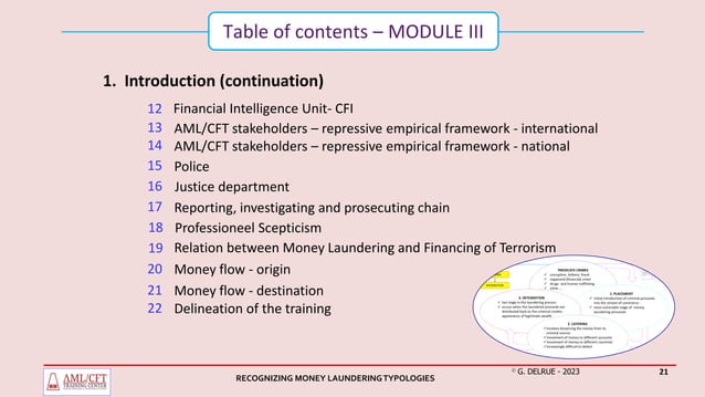 LEARNING TO RECONGNIZE MONEY LAUNDERING TYPOLOGIES - 2023 | PPT