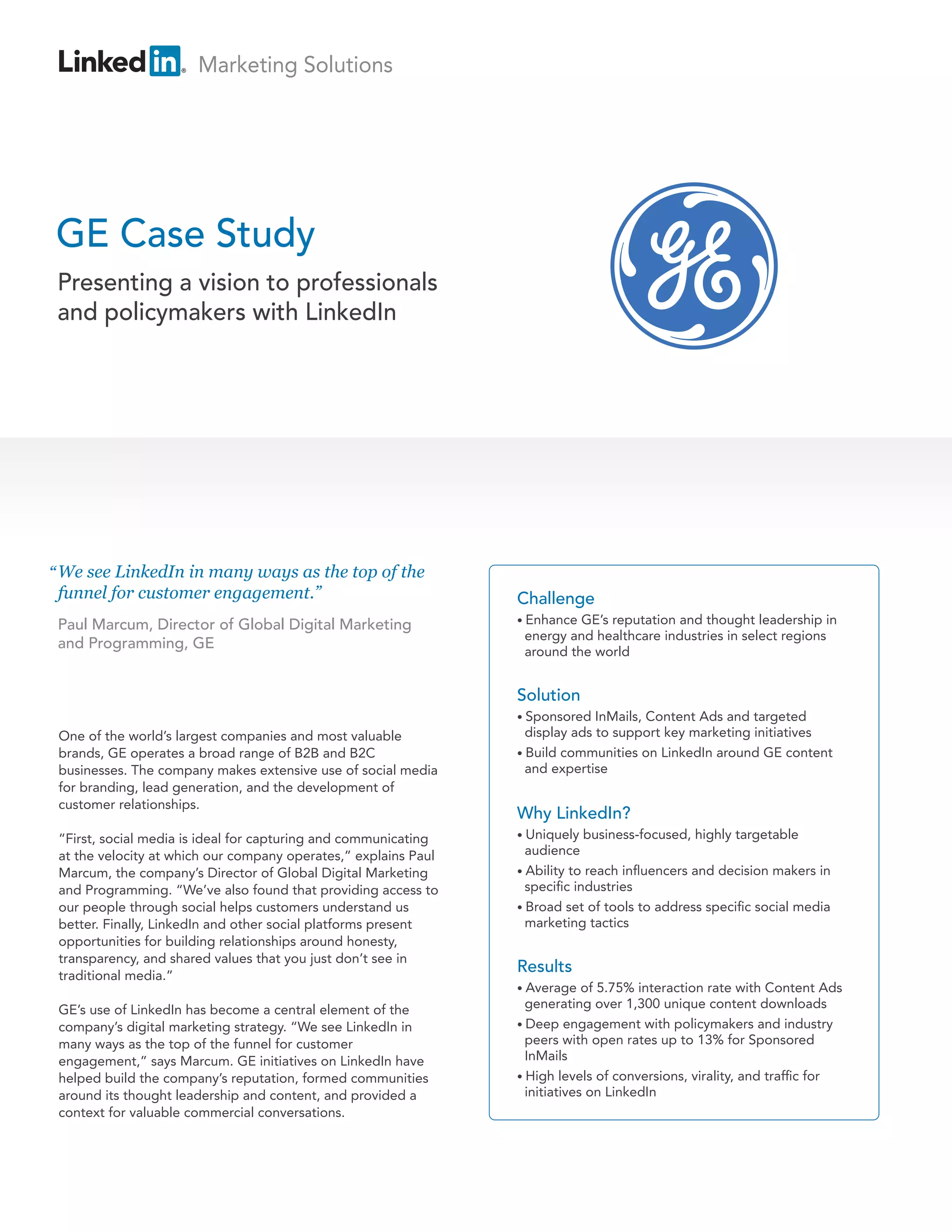 Case Study Of GE LinkedIn | PDF