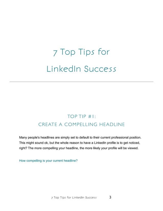 7 Tops Tips for LinkedIn Success | PDF