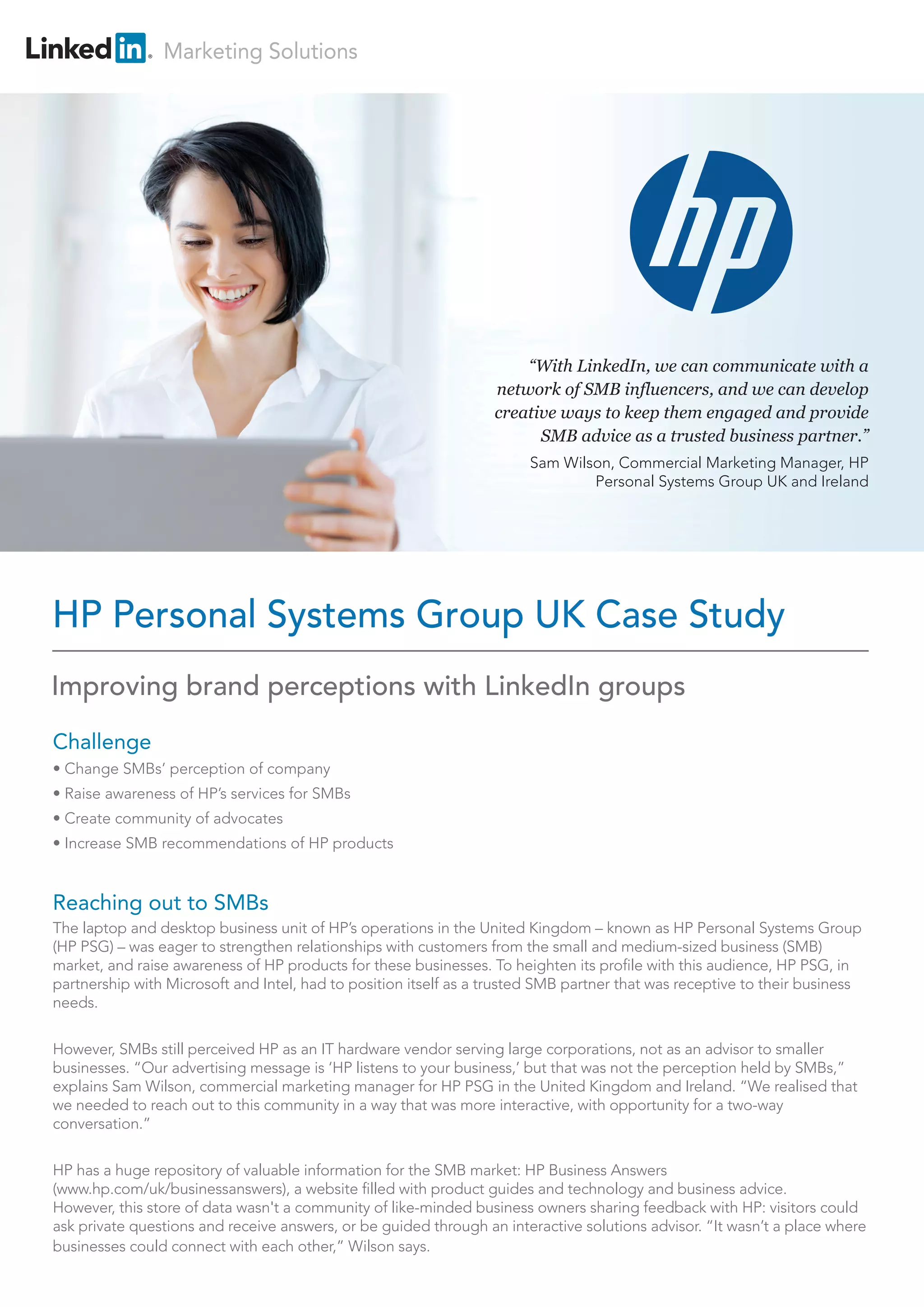 LinkedIn HP UK Case Study | PDF
