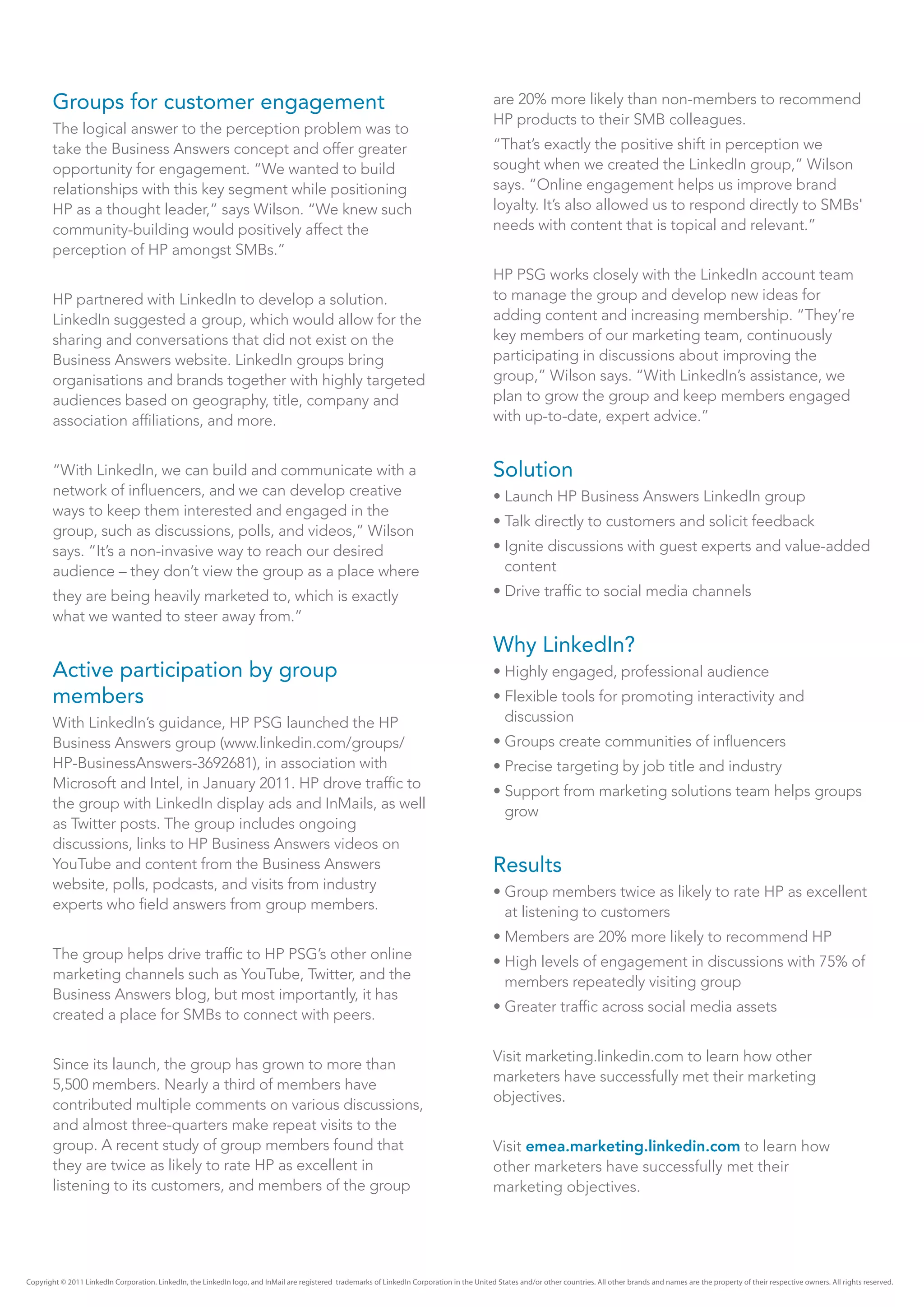 LinkedIn HP UK Case Study | PDF