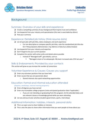 LinkedIn Profile Setup Worksheet | PDF