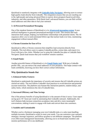 LinkedIn Automation Tool: Enhance Your LinkedIn Outreach with Quicklead.io