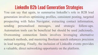 LinkedIn B2b Lead Generation Strategies | PPT