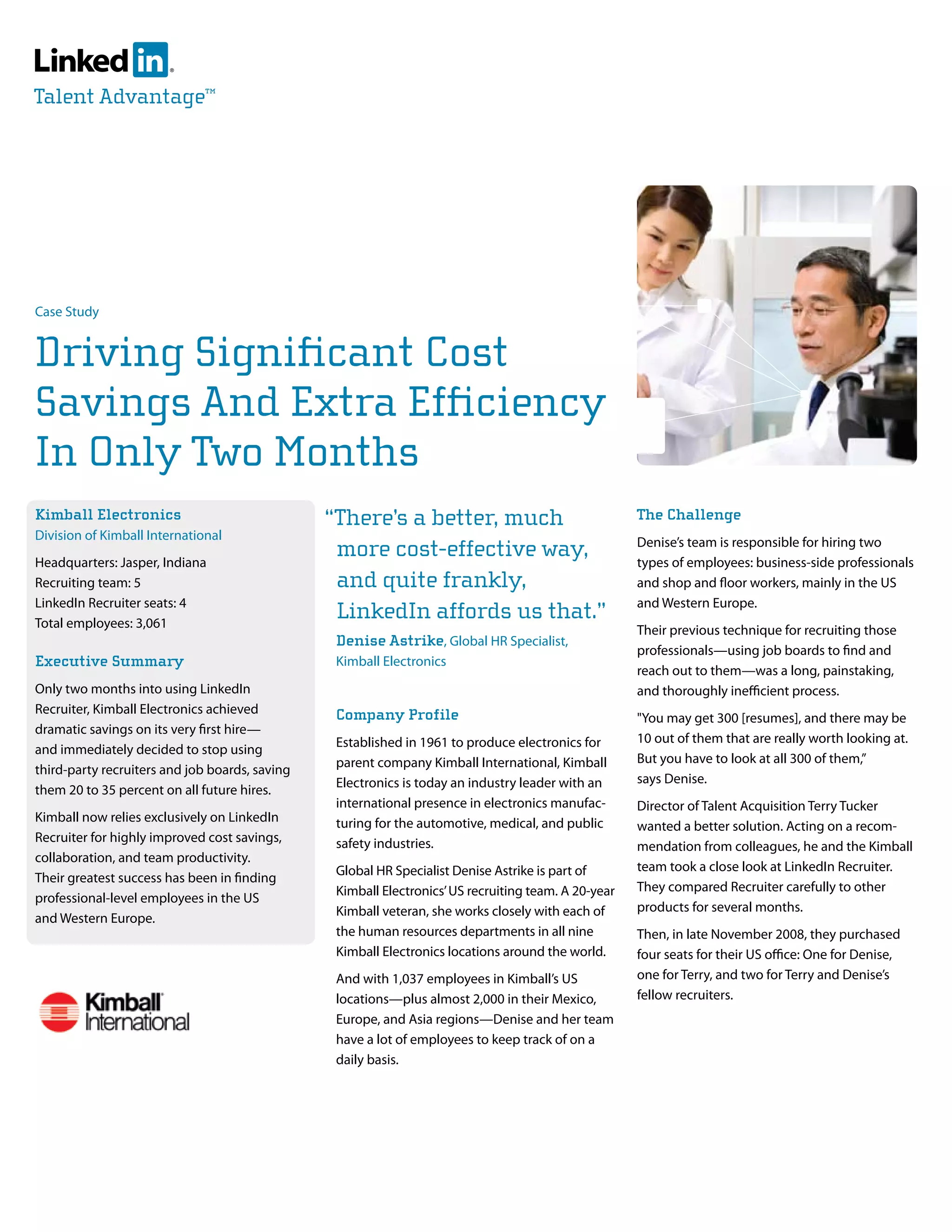 Linkedin Case Study Kimball International | PDF