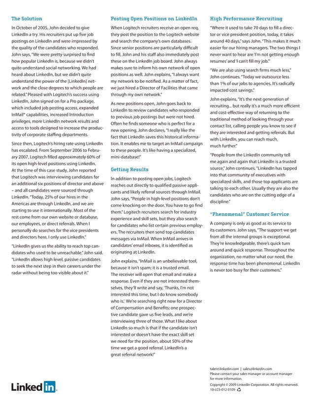 LinkedIn Case Study Logitech | PDF