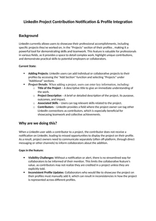 LinkedIn Project Contribution Notification & Profile Integration | PDF