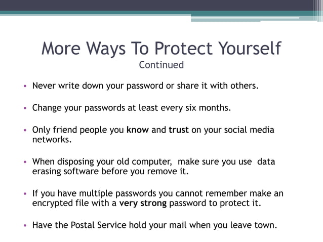 Identity Theft Presentation | PPTX | Internet Safety | Parenting