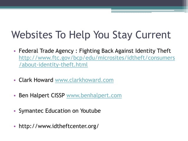 Identity Theft Presentation | PPTX | Internet Safety | Parenting
