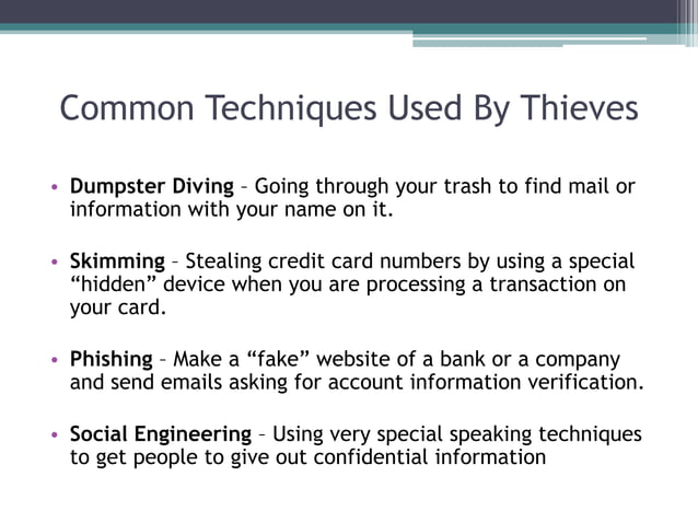 Identity Theft Presentation | PPTX | Internet Safety | Parenting