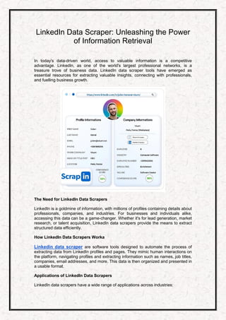 LinkedIn Data Scraper: Unleashing the Power of Information Retrieval | PDF