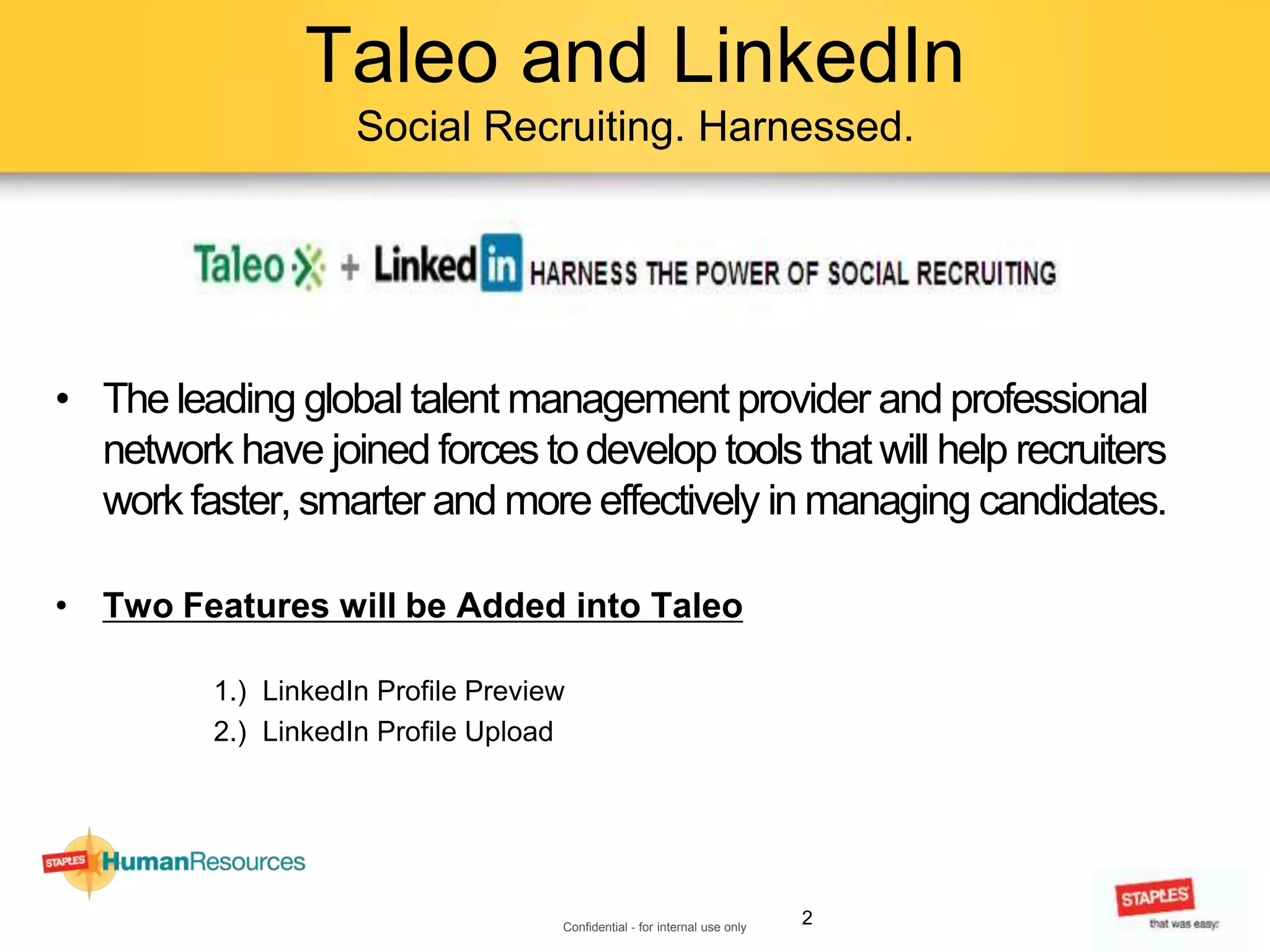 Taleo and LinkedIn Integration | PPTX