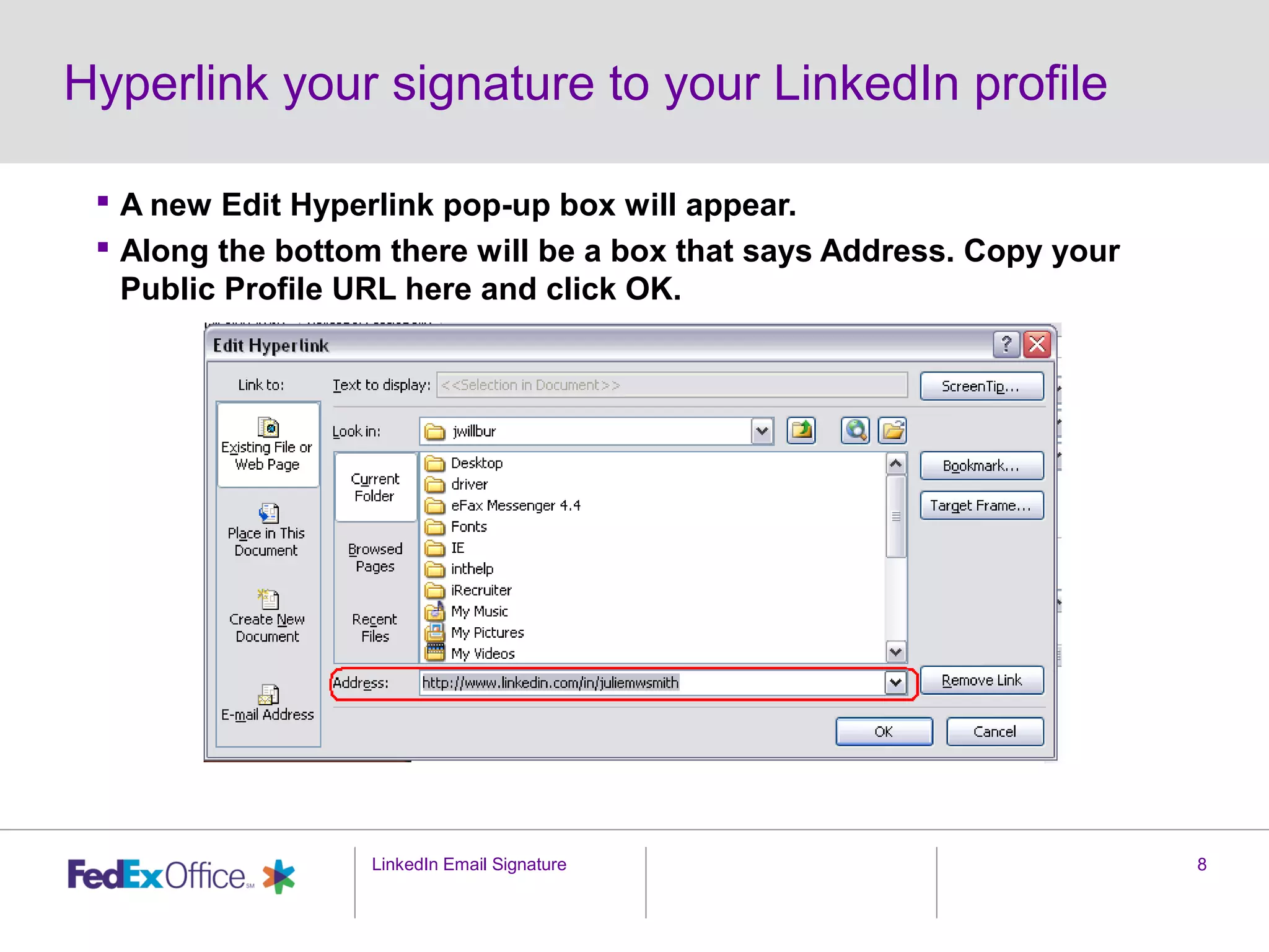 Adding LinkedIn to your email signature | PPT