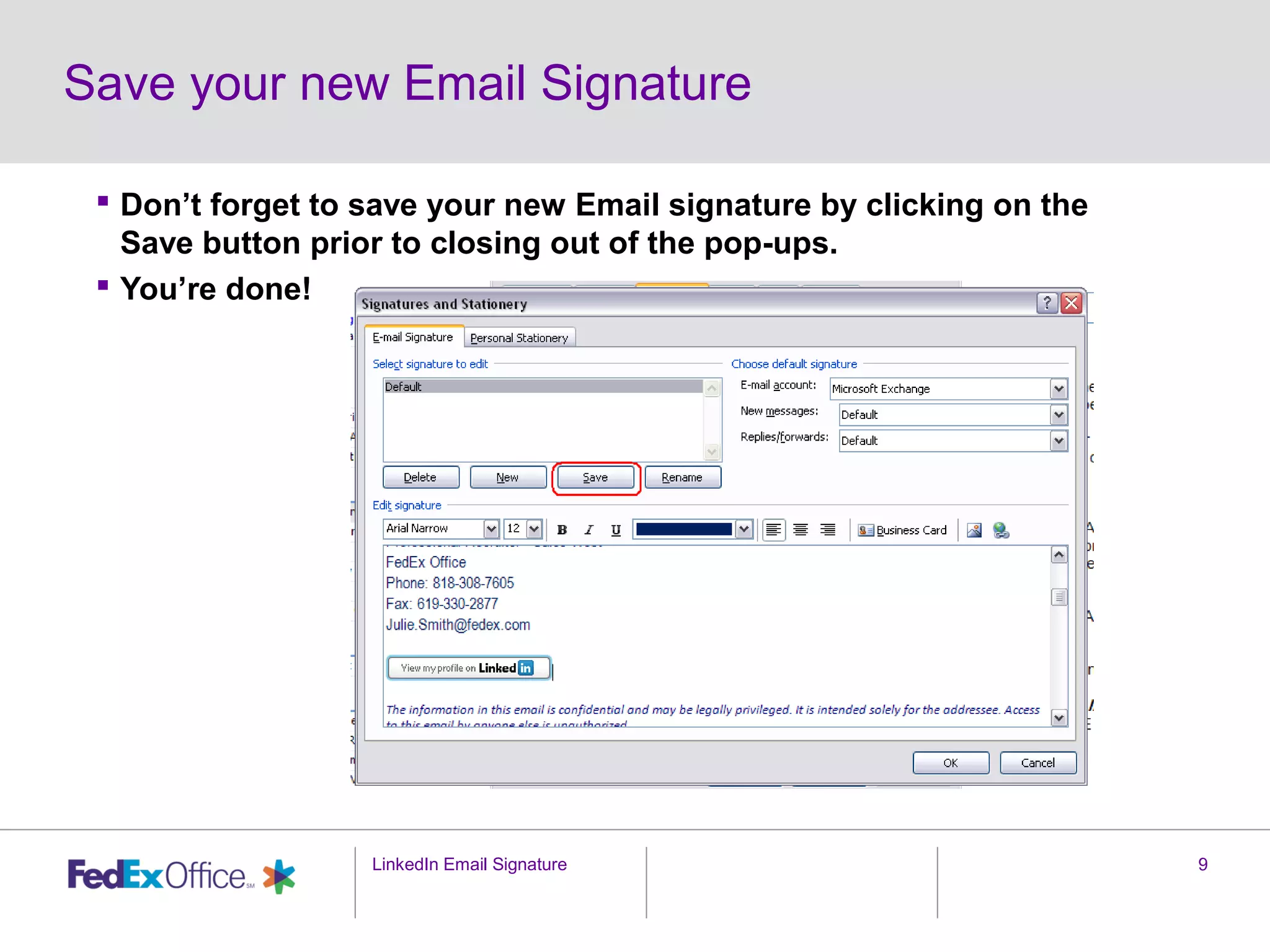 Adding LinkedIn to your email signature | PPT