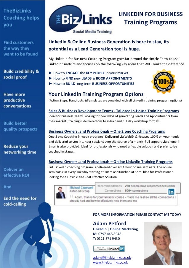 LinkedIn for Business | LinkedIn Training Programs Overview 2014 | Adam ...