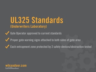 UL325 Safety Certified Gate Installations | PDF | Auto Safety | Automotive