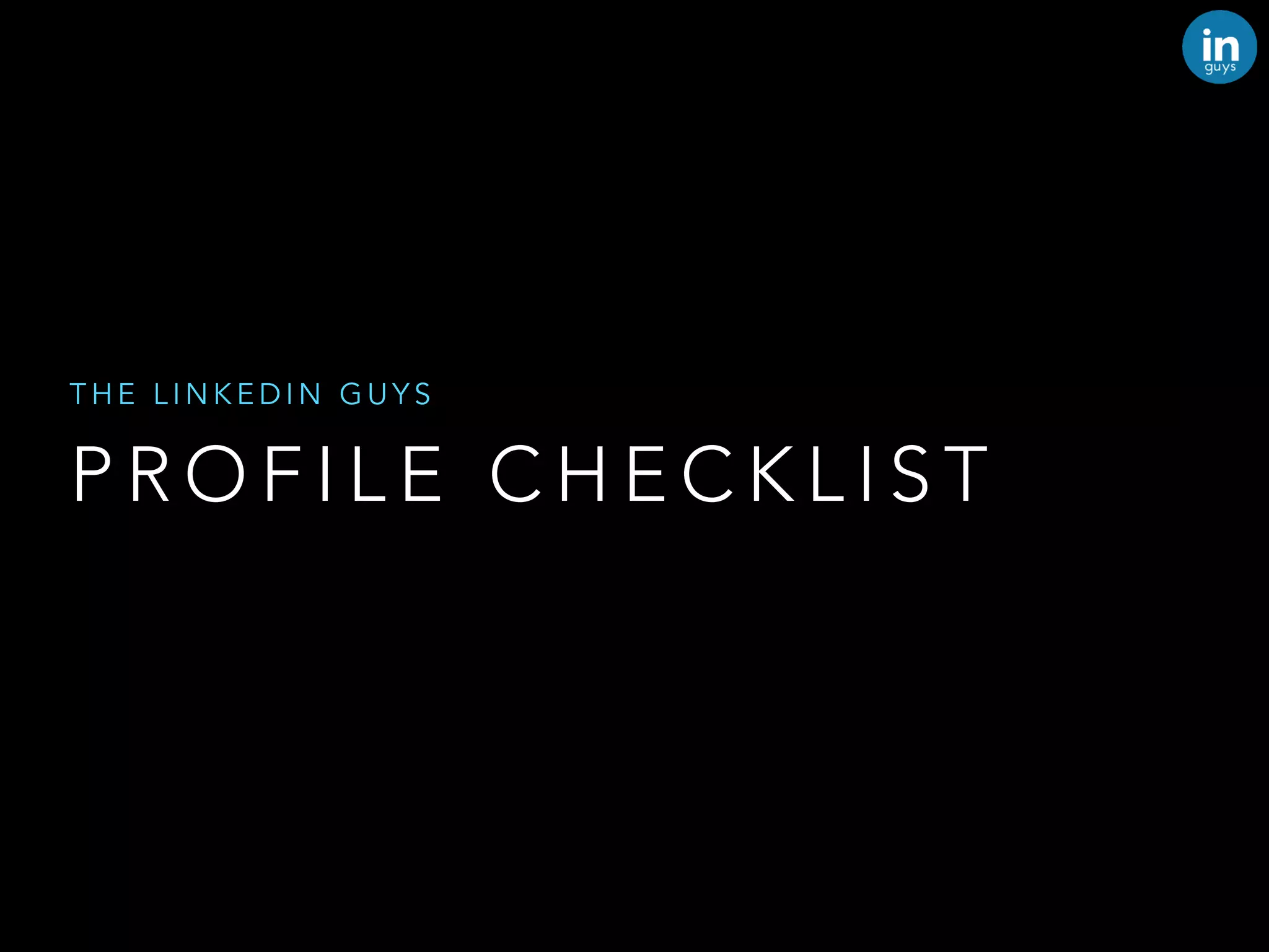 LinkedIn Profile Checklist | PPT