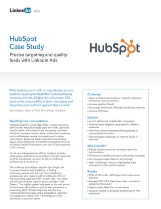 Hubspot Case Study: LinkedIn Ads | PDF