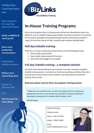 LinkedIn in house training programs template | PDF