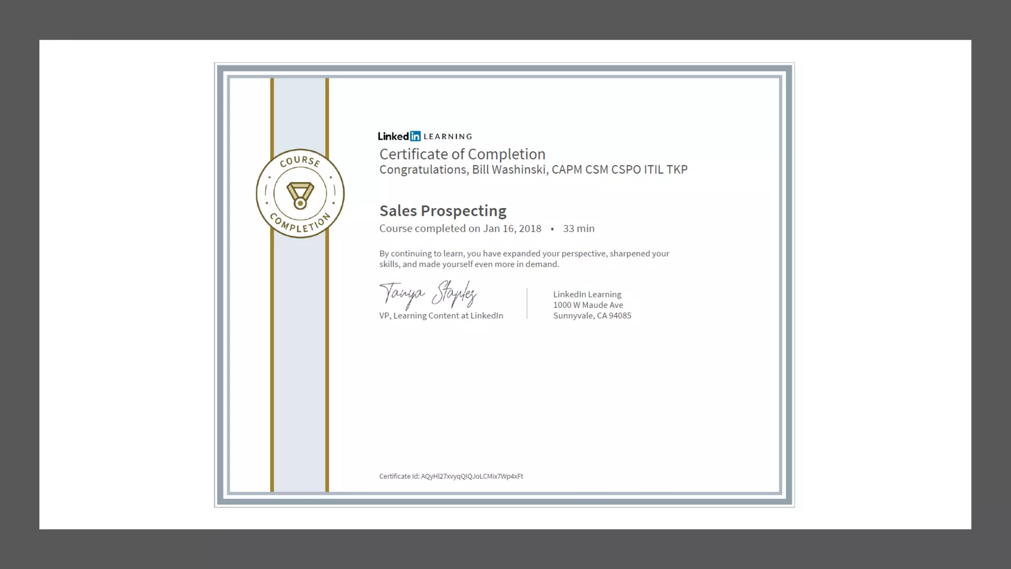 LinkedIn Learning Certificates of Completion - Skills | PPT