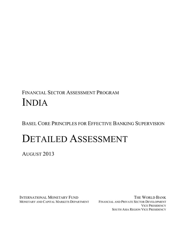 BASEL CORE PRINCIPLES FOR EFFECTIVE BANKING SUPERVISION DETAILED ...