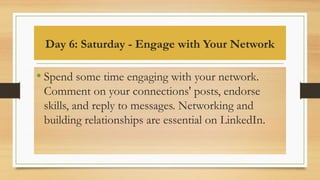 A LinkedIn Posting Plan -Monday to Sunday | PPTX