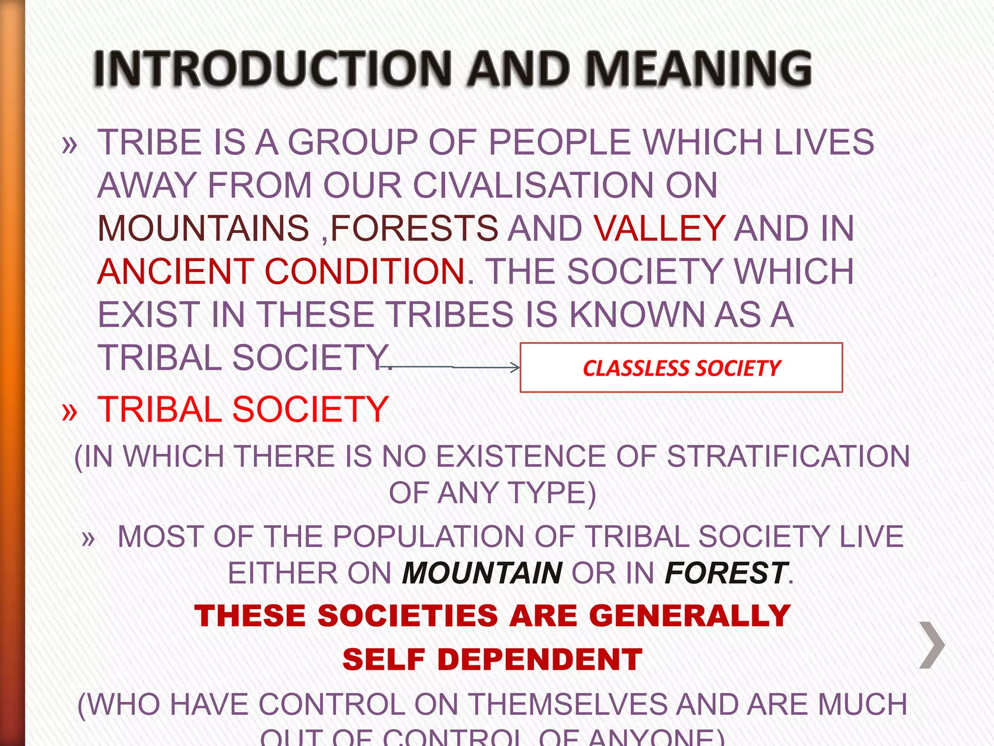 TRIBAL SOCIETY ,MEANING DEFINATION,19 CHARACTERSTICS | PPTX