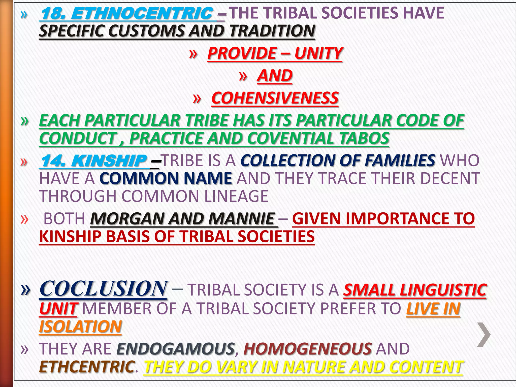 TRIBAL SOCIETY ,MEANING DEFINATION,19 CHARACTERSTICS | PPTX
