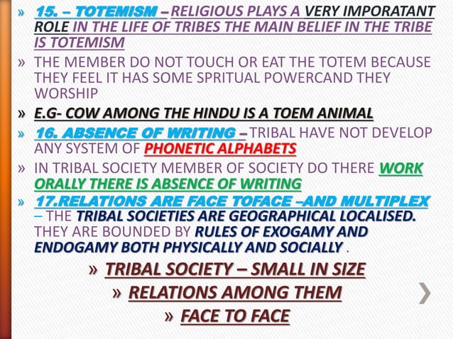 TRIBAL SOCIETY ,MEANING DEFINATION,19 CHARACTERSTICS | PPTX | Hinduism ...