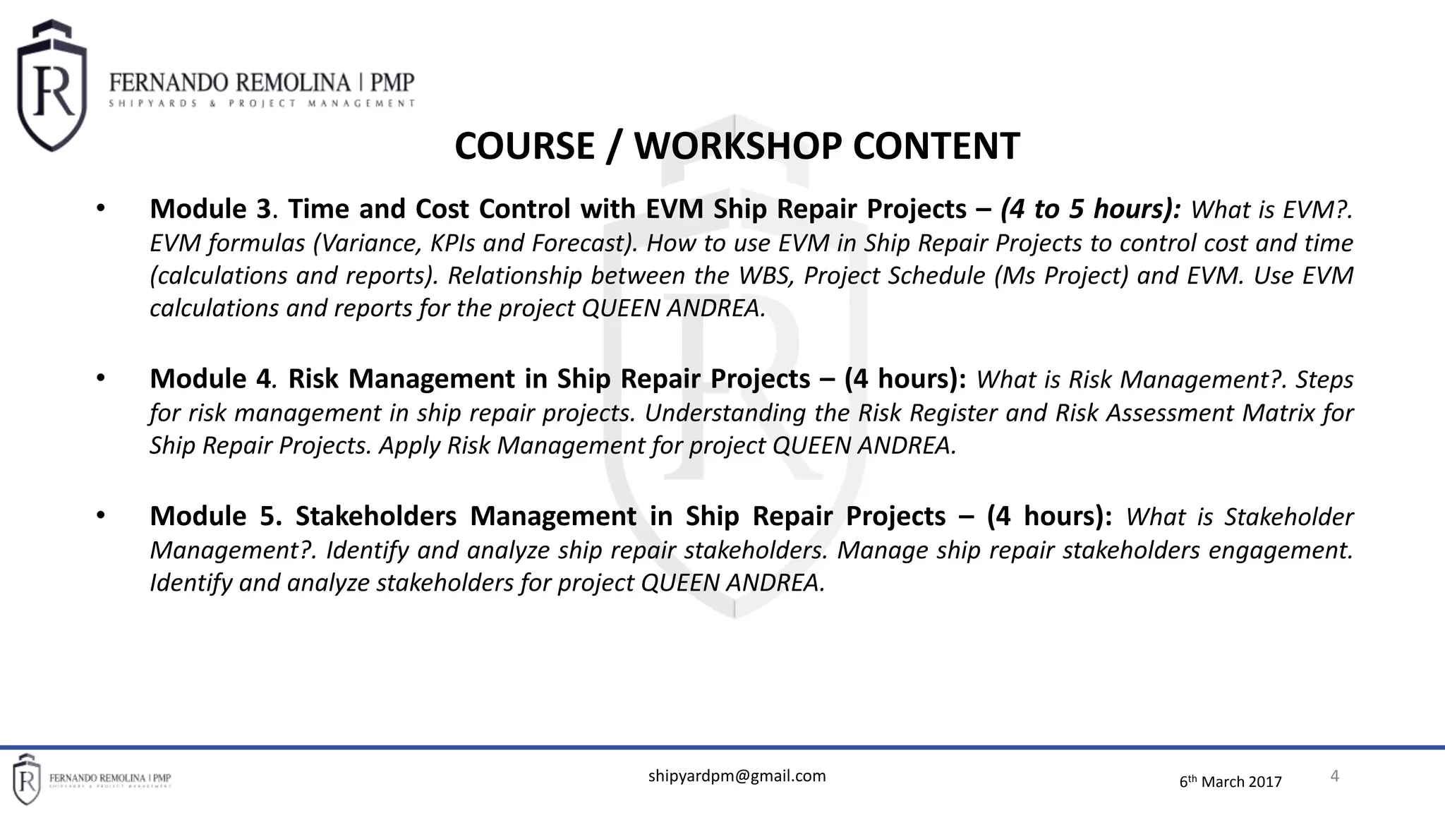PROJECT MANAGEMENT TOOLS FOR SHIPYARD PROJECT MANAGERS/ Course ...