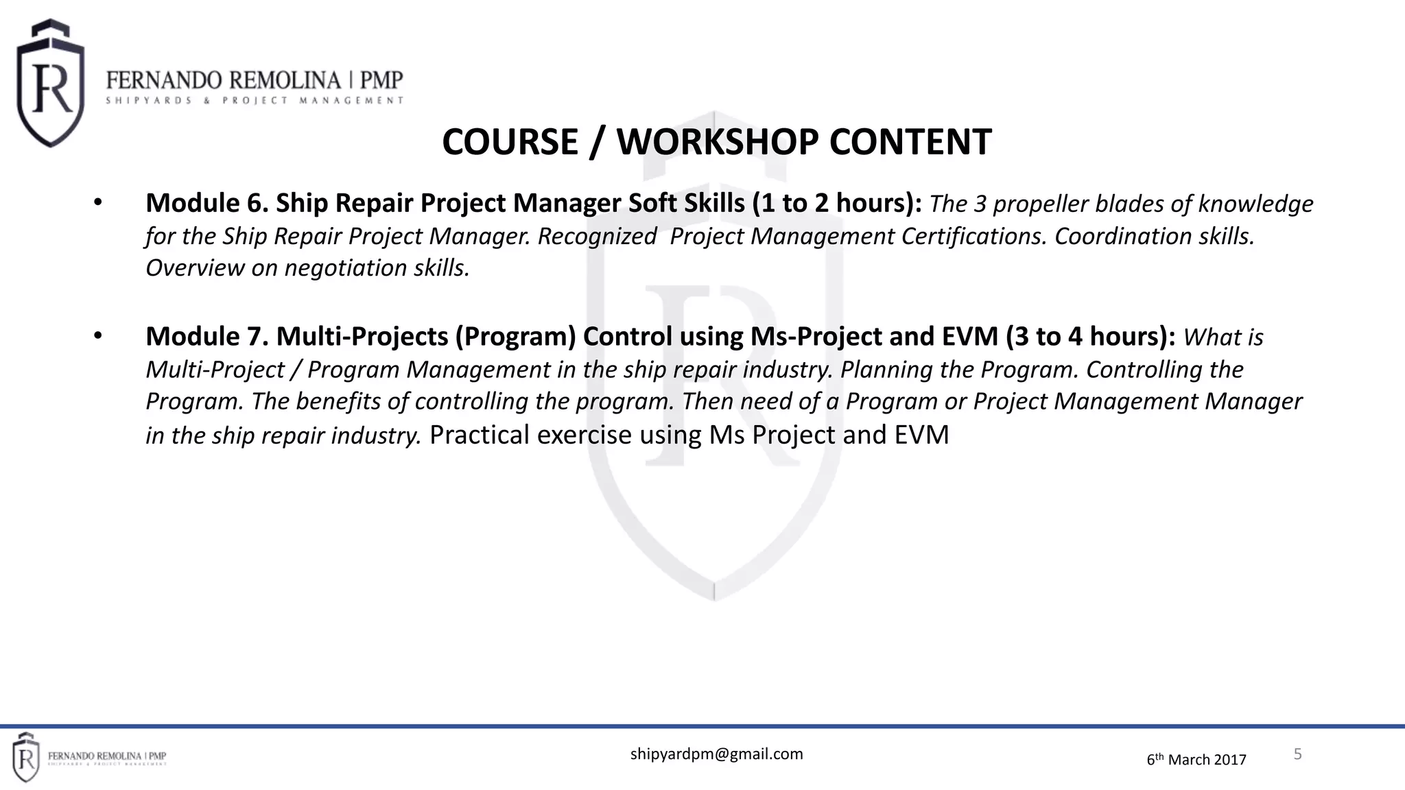 PROJECT MANAGEMENT TOOLS FOR SHIPYARD PROJECT MANAGERS/ Course ...