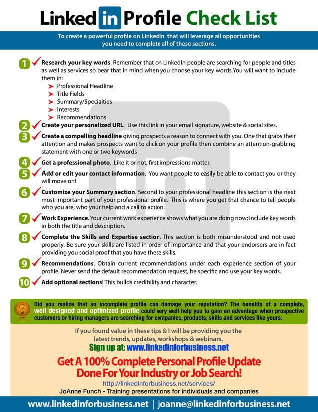 LinkedIn Profile Checklist | PDF