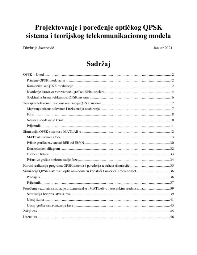 Optical QPSK System Simulation | PDF