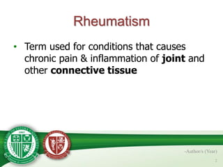 Rheumatism and Arthritis | PPTX