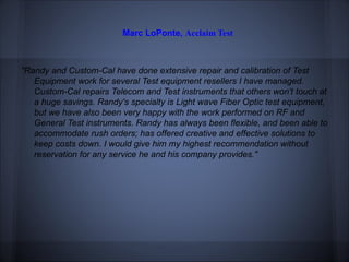 Recommendations for Custom Calibration Solutions DBA Custom-Cal by ...