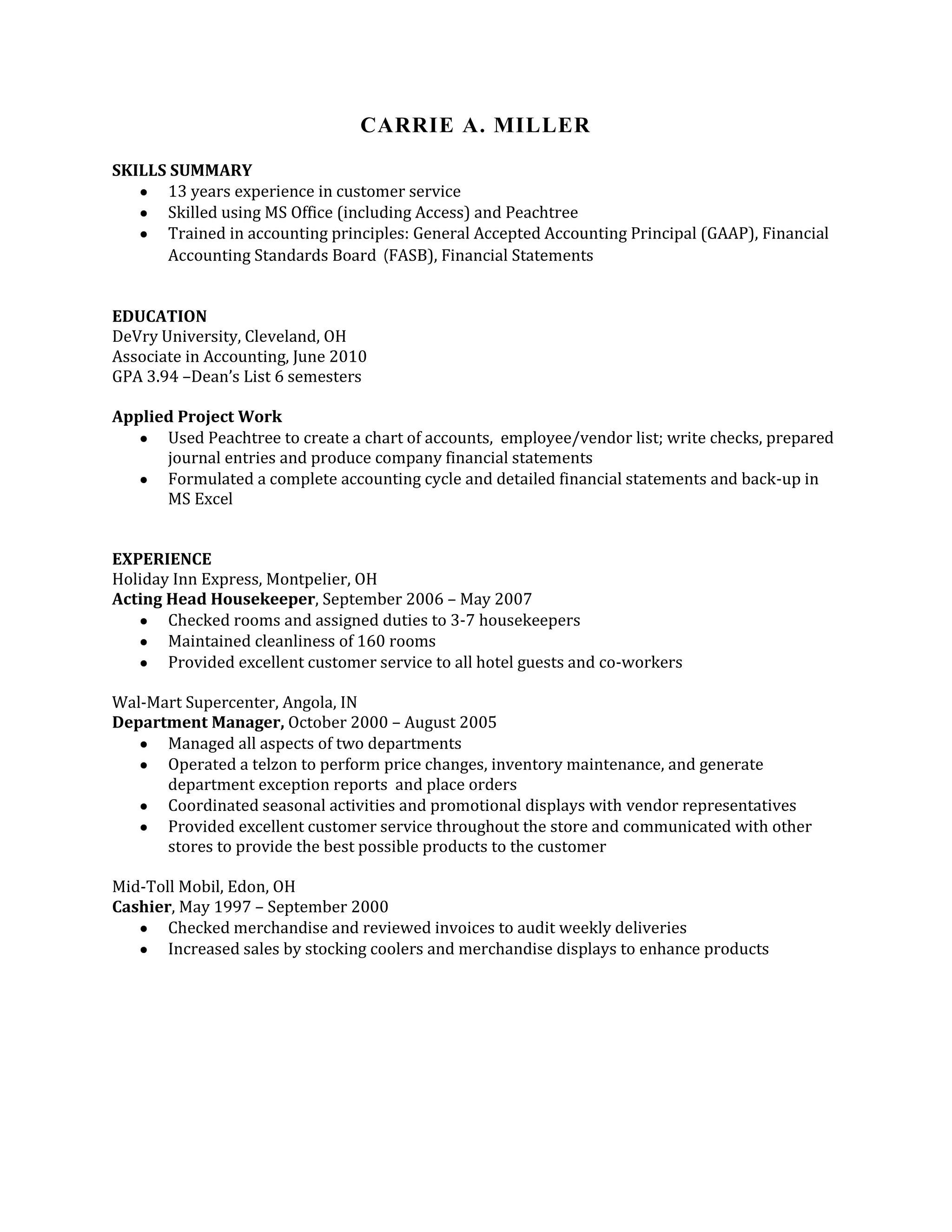 Linked In Resume | DOCX | Business Administration | Business