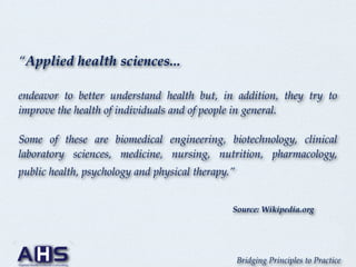 Introduction to Applied Health Sciences Consulting | KEY