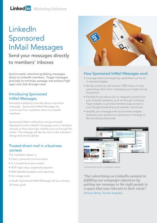 Marketing Solutions LinkedIn Sponsored InMail product sheet | PDF