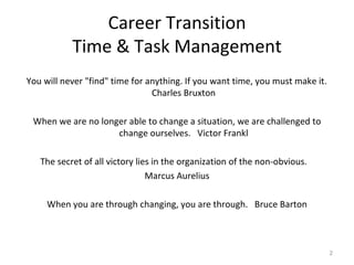 Career Transition Time & Task Management | PPT