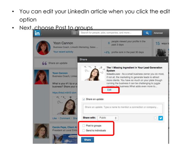 Linked in tips how to share your posts to multiple linkedin groups | PPTX | Social Networking ...