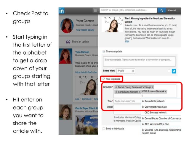 Linked in tips how to share your posts to multiple linkedin groups | PPTX | Social Networking ...