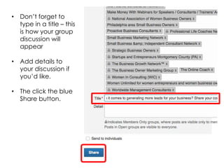 Linked in tips how to share your posts to multiple linkedin groups | PPTX