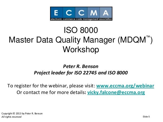 ISO 8000 Data Quality Certification Webinar