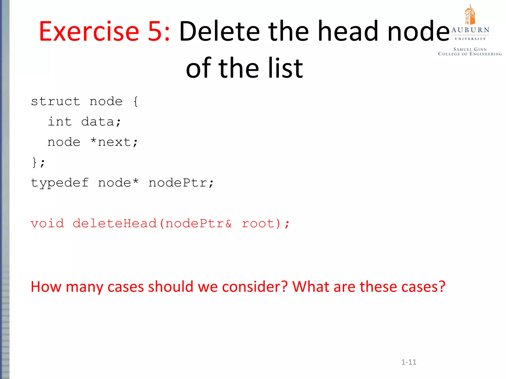 COMP2710: Software Construction - Linked list exercises | PPT