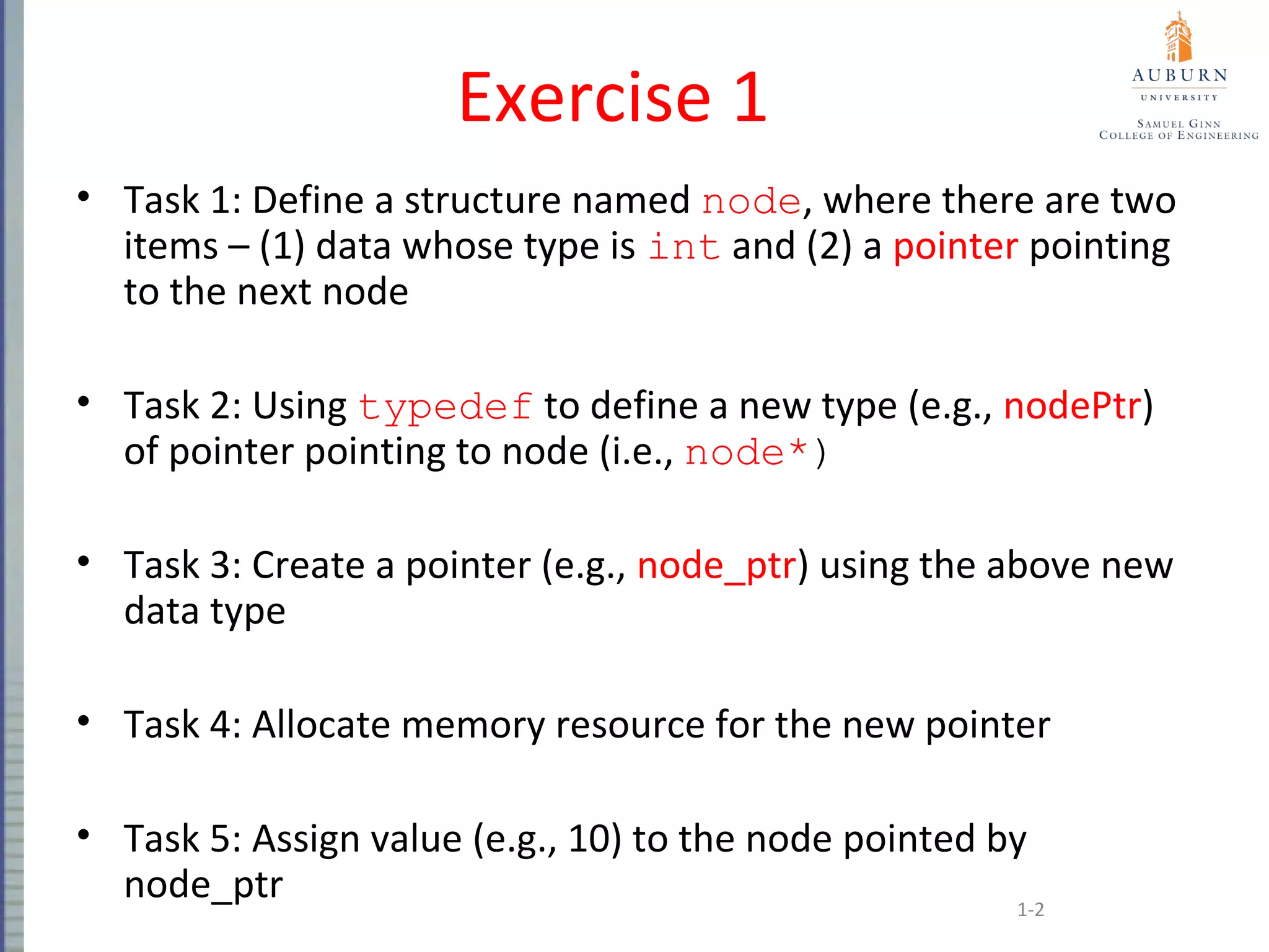 COMP2710: Software Construction - Linked list exercises | PPT