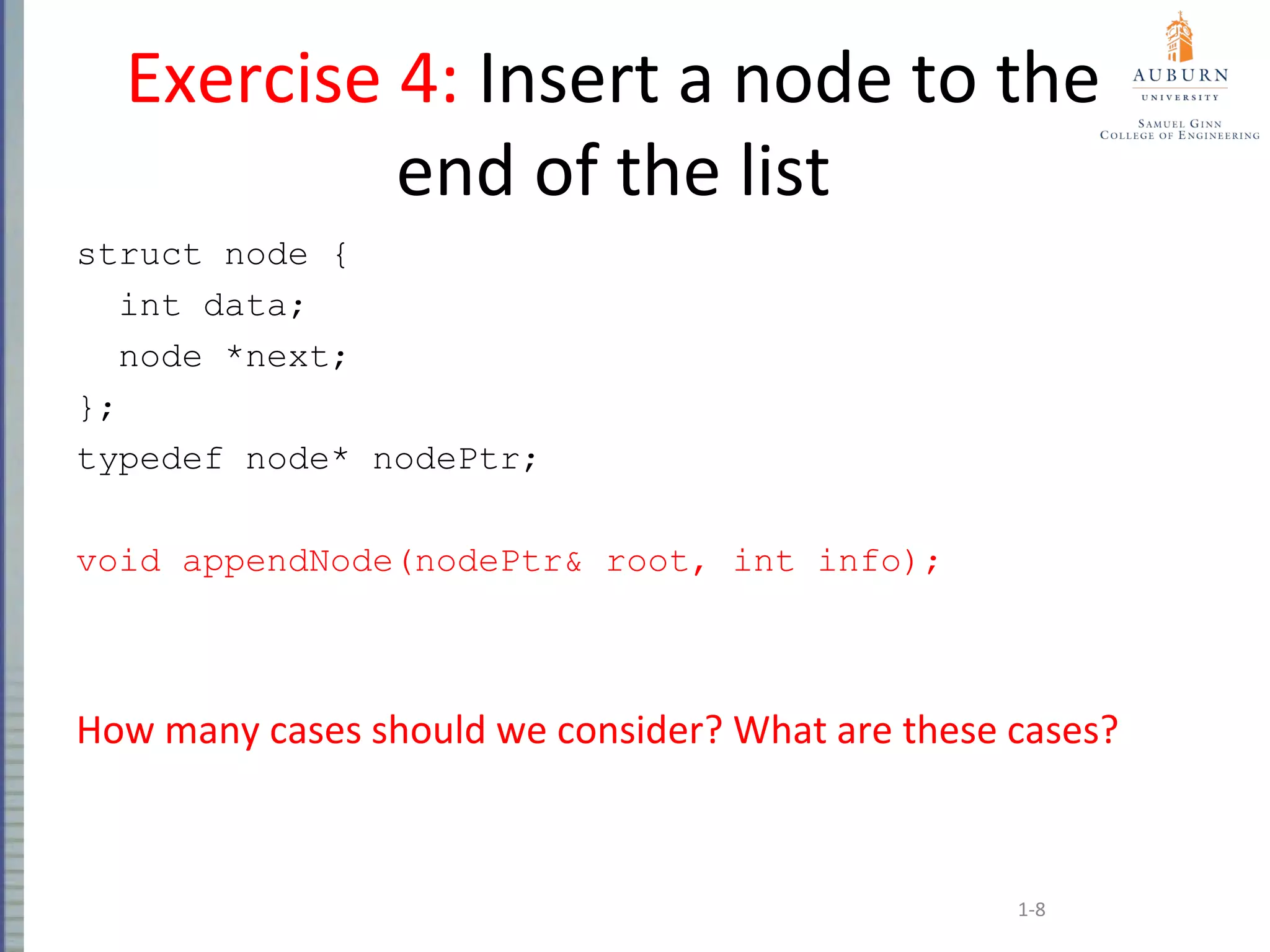 COMP2710: Software Construction - Linked list exercises | PPT